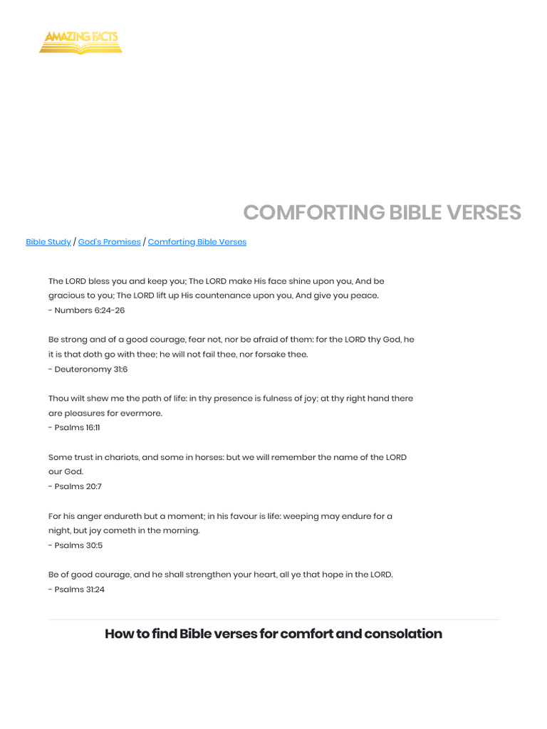 Comforting Bible Verses Amazing Facts | PDF