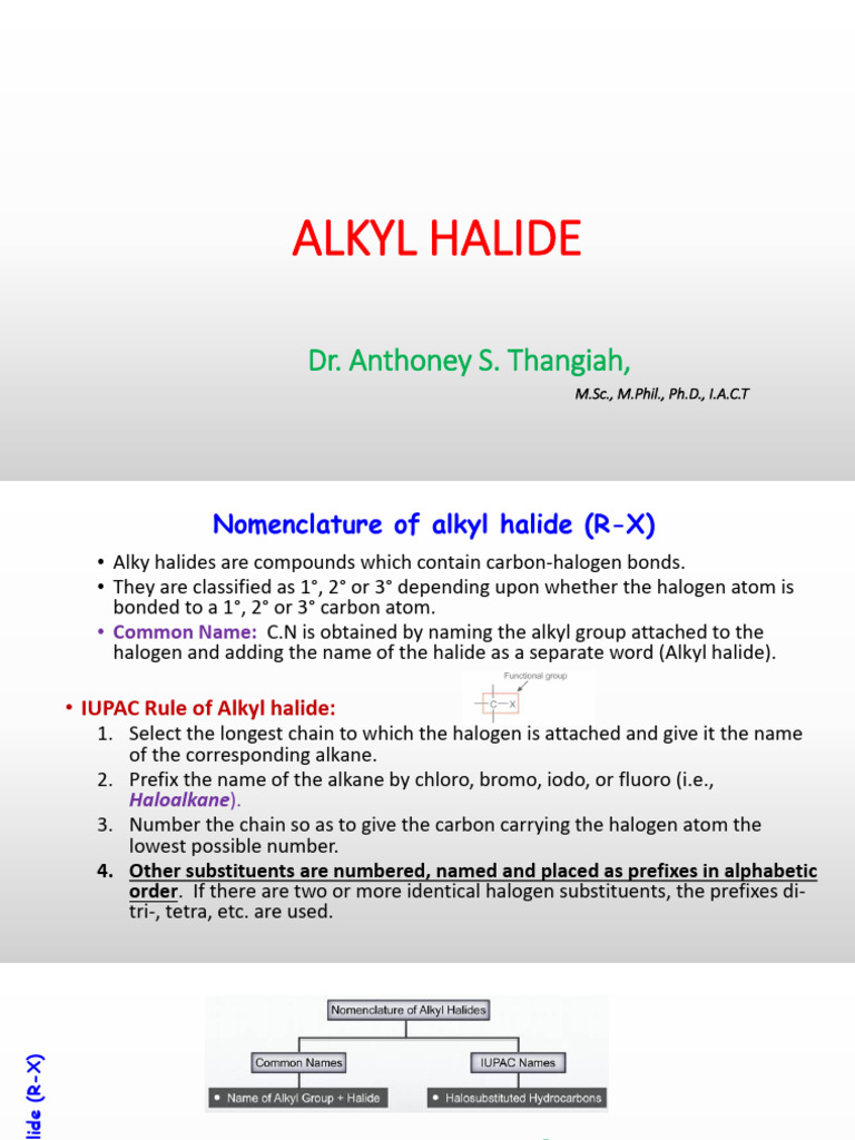 ALKYL HALIDE - PPT NOV 2019 - PDF | PDF | Organic Chemistry | Chemistry
