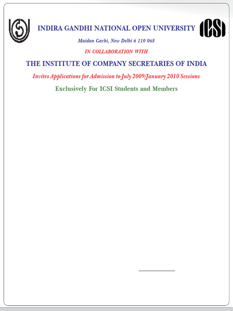 ICSI-IGNOU | PDF | Academic Degree