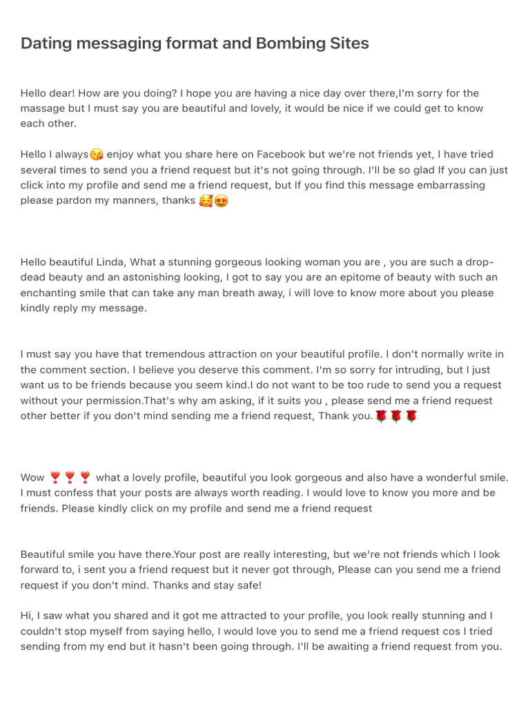 Dating Messaging Format and Bombing Sites | PDF