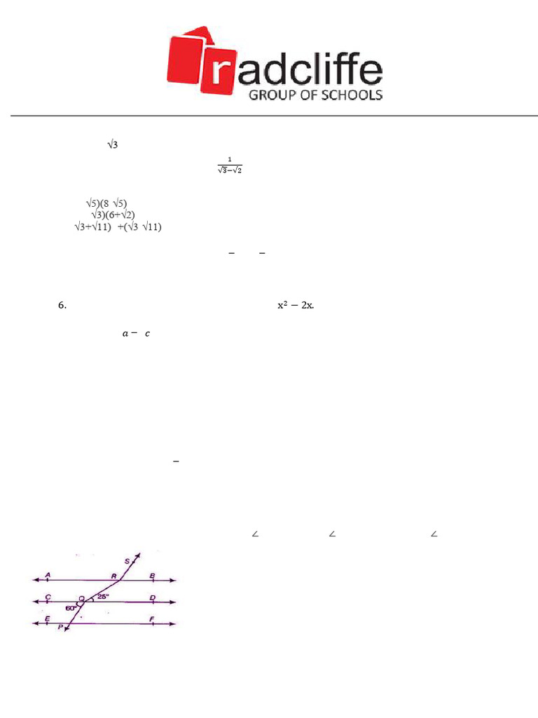 Mathematics Revision Worksheet | PDF | Triangle | Area