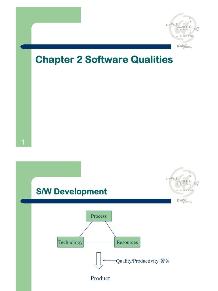 Chapter 2 Software Qualities Chapter 2 Software Qualities: Kaist Se Lab Kaist Se Lab | PDF ...