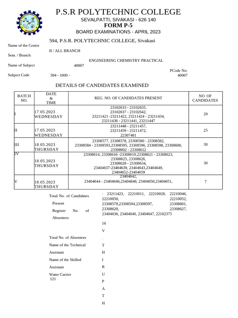 P5 Form chem | PDF