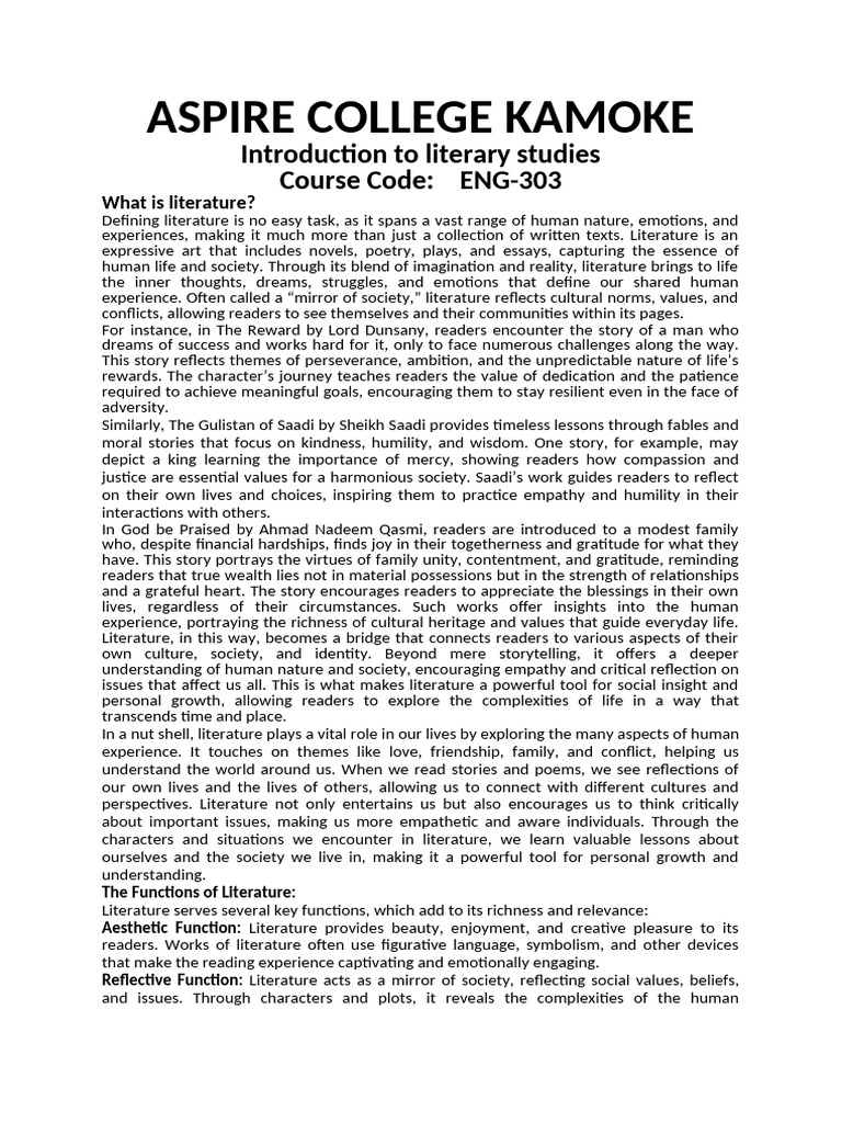 What Is Lit and Its Genres (Lec # 2) (06-11-2024) | PDF | Poetry | Genre