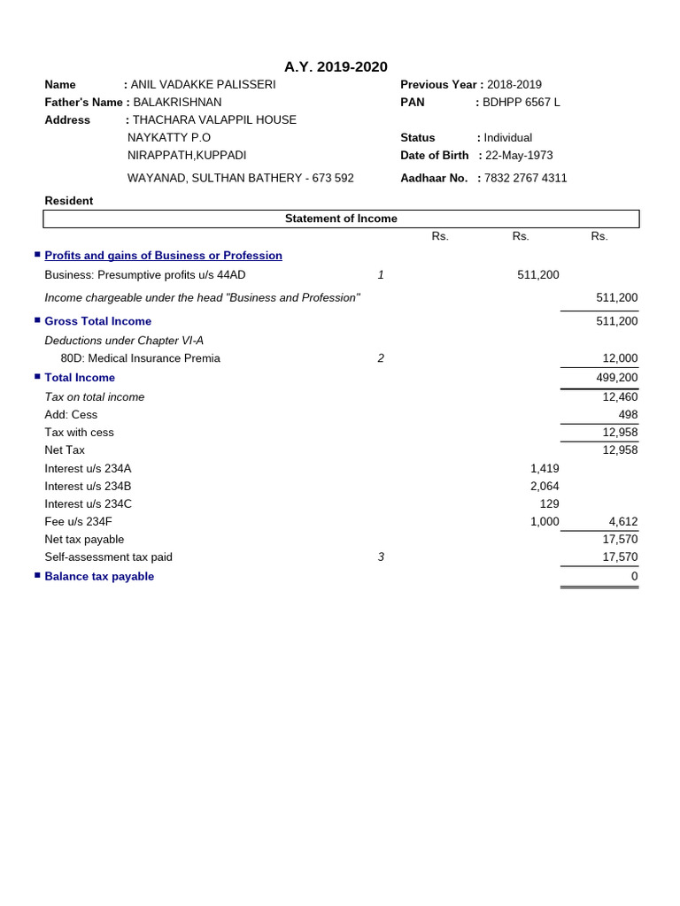 Computation 1920 | PDF | Tax Deduction | Taxes