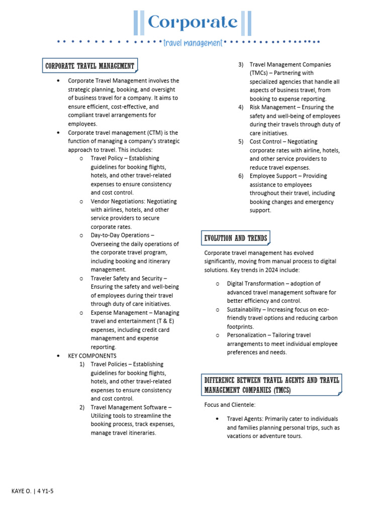 Cotm 411 - Prelim Reviewer | PDF | Travel Agency | Business