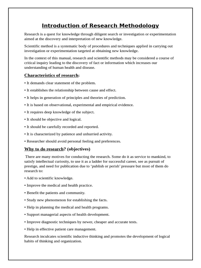 Introduction Of Research Methodology Pdf Theory Empirical Evidence