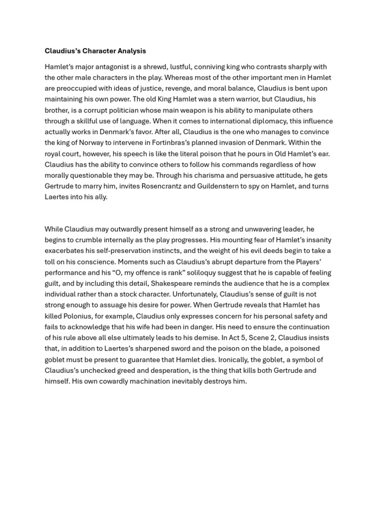 Claudius Character Analysis-1 - 111414 | PDF