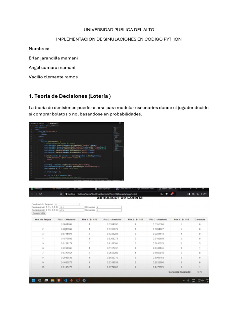 Simulaciones en Python: Teoría de Decisiones y Más | PDF