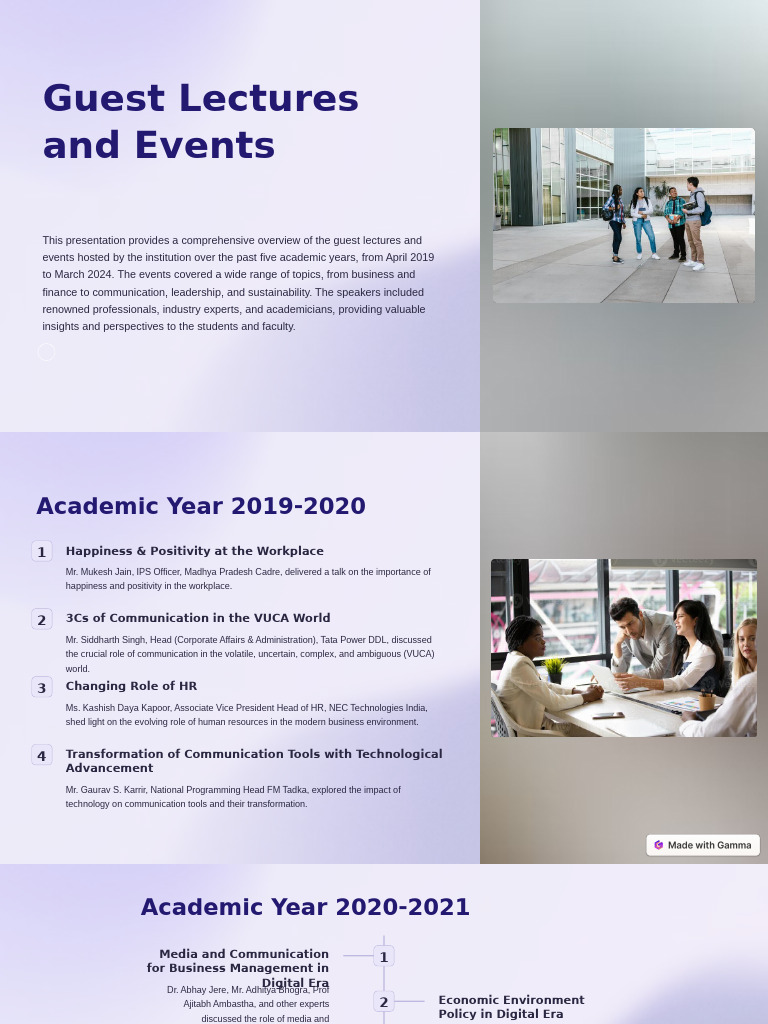 Guest Lectures and Events A Year Wise Overview | PDF | Entrepreneurship ...