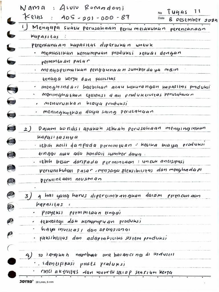 Alviv Romadoni - 40522100087 - Tugas 11 - Perancangan Dan Pengendalian ...