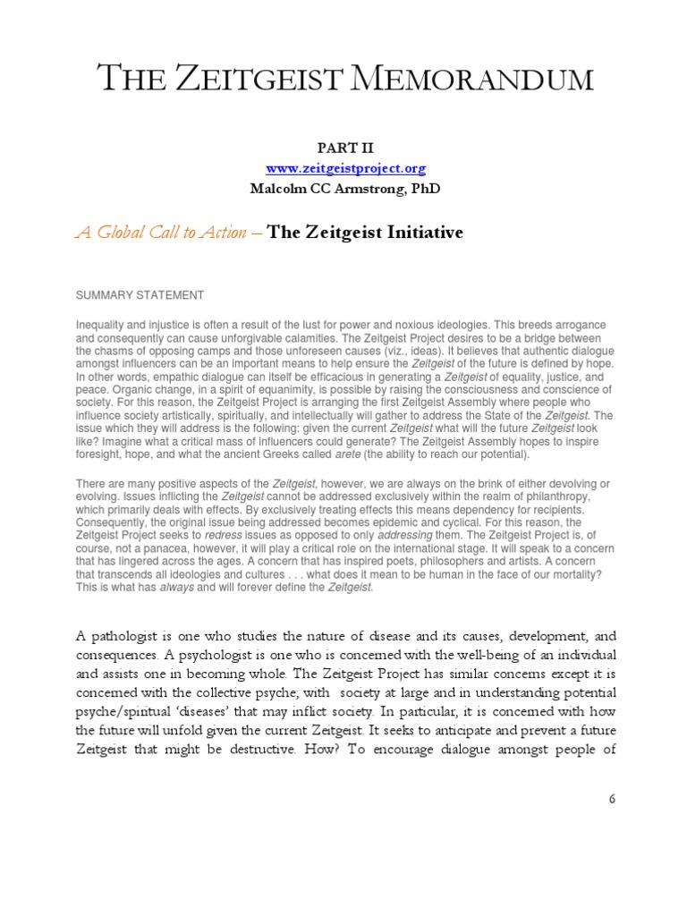 What Is The Zeitgeist - PART II | PDF | Hope | Human