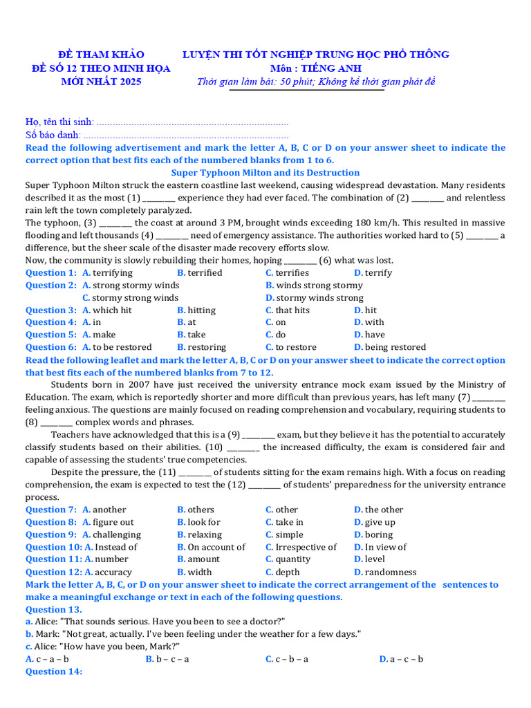 Đề THPT | PDF | Electric Vehicle | Artificial Intelligence