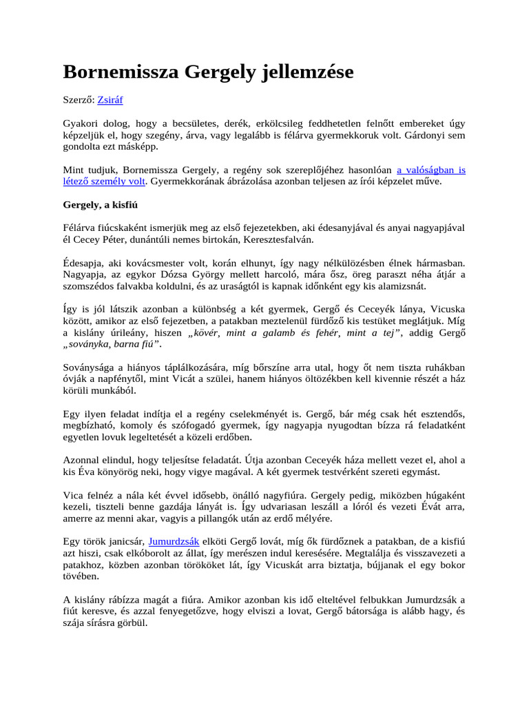 Bornemissza Gergely Jellemzése | PDF