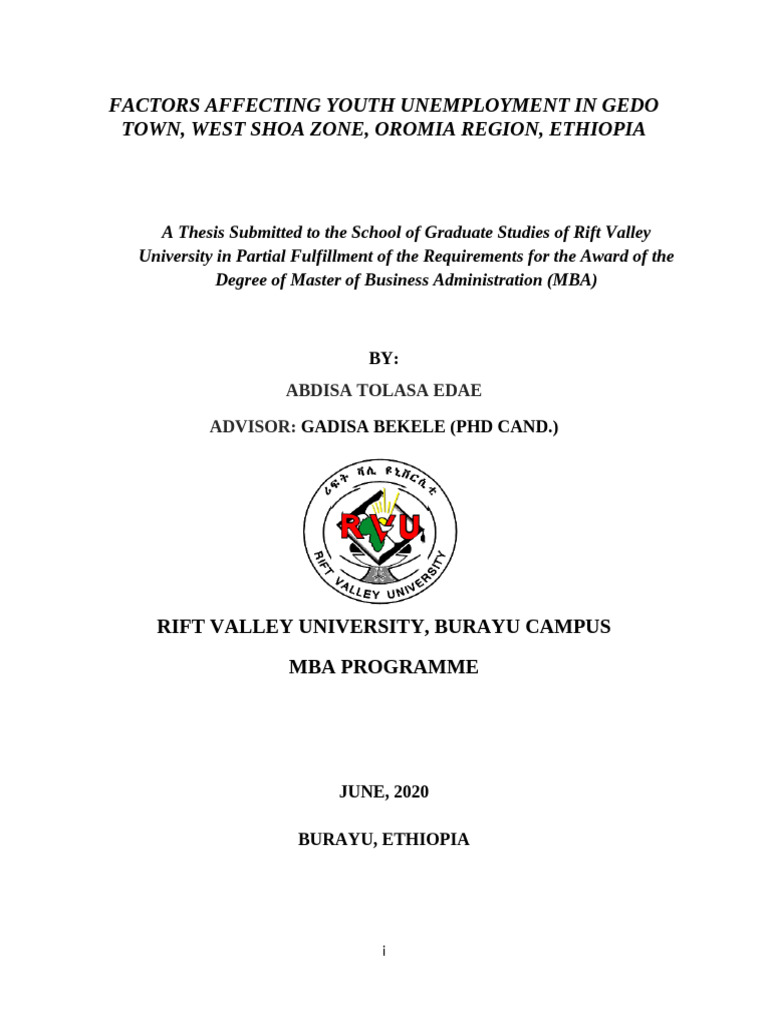 Abdisa Tolasa Final Thesis | PDF | Unemployment | Employment