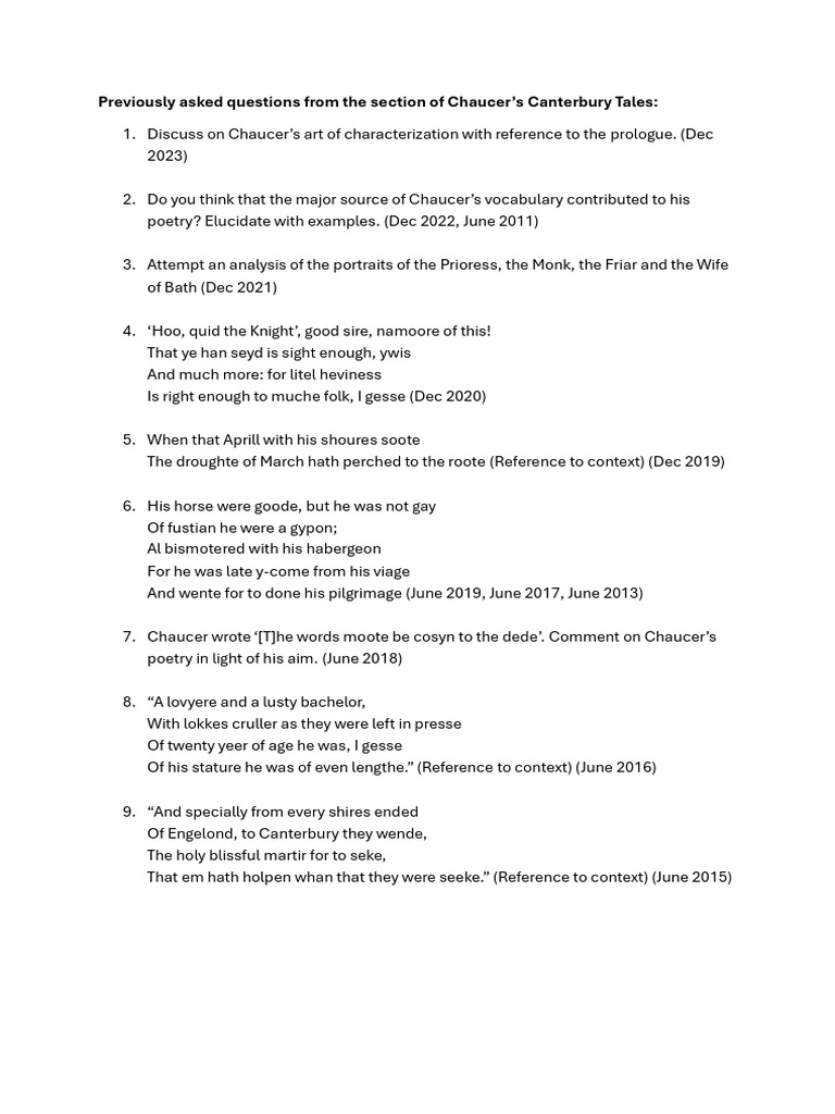 Canterbury Tales Chaucer | PDF