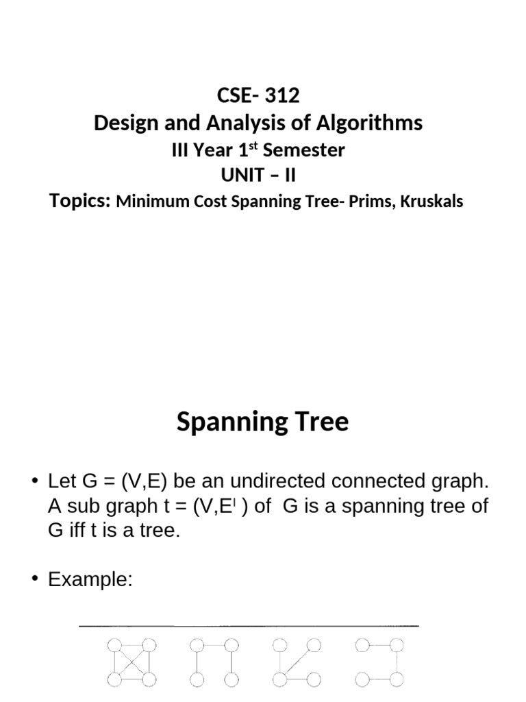 DAA - 2.2-Mincost Spanning Tree | PDF | Mathematical Relations | Combinatorics