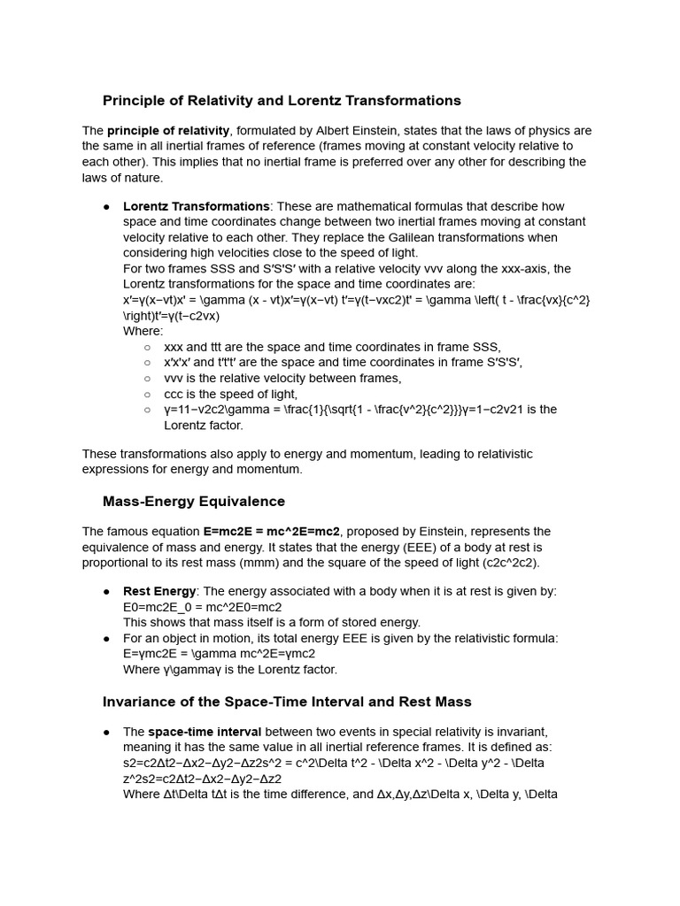 Relativity for Physics Enthusiasts | PDF | Special Relativity | Spacetime