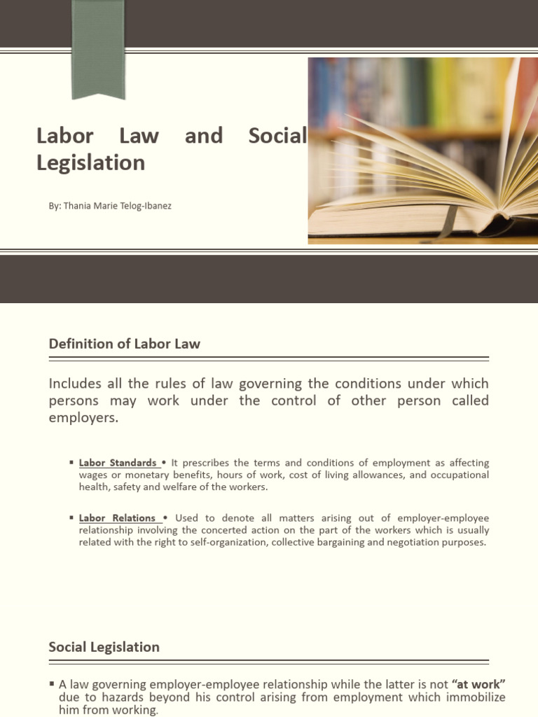 Labor Law and Social Legislation Lecture | PDF | Cost Of Living ...