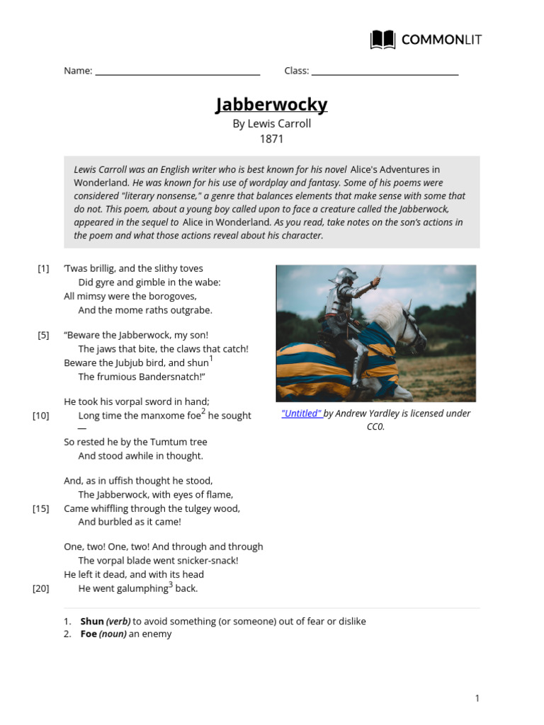 Jabberwocky | PDF | Alice's Adventures In Wonderland