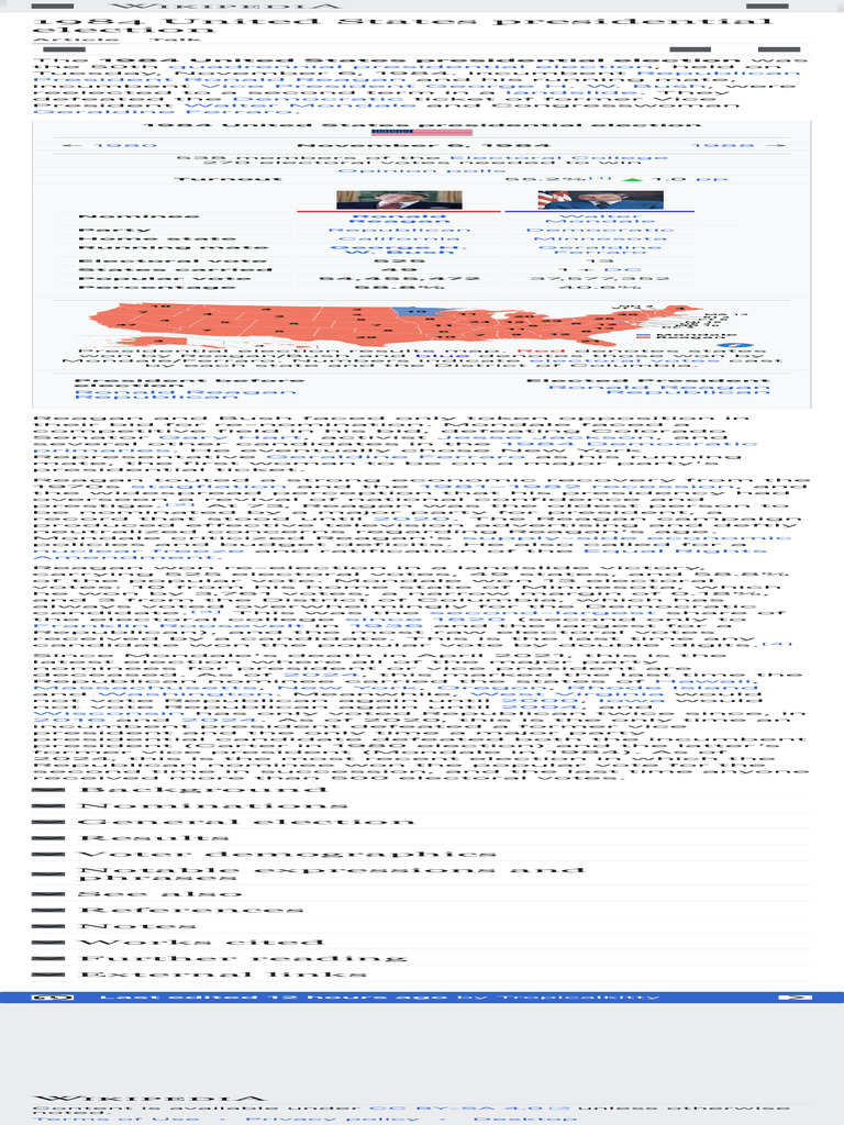 1984 United States Presidential Election - Wikipedia | PDF ...