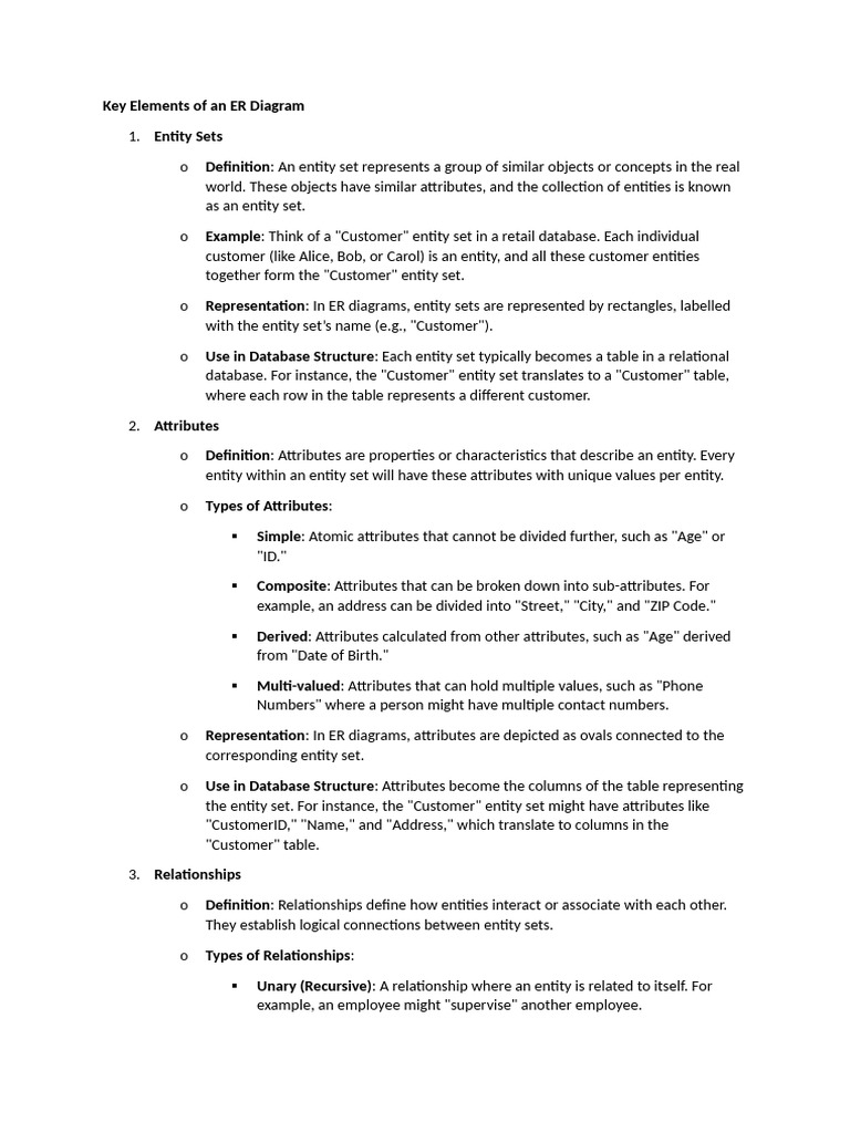 Key Elements of An ER Diagram | PDF | Relational Model | Table (Database)