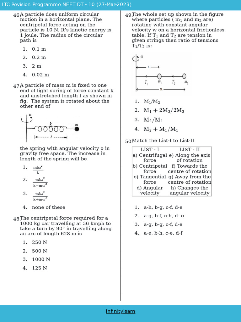 Questions in Circular Motion | PDF | Force | Space