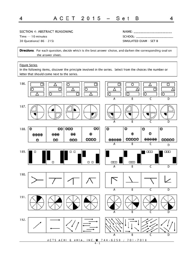 ACET - Abstract Reasoning III | PDF