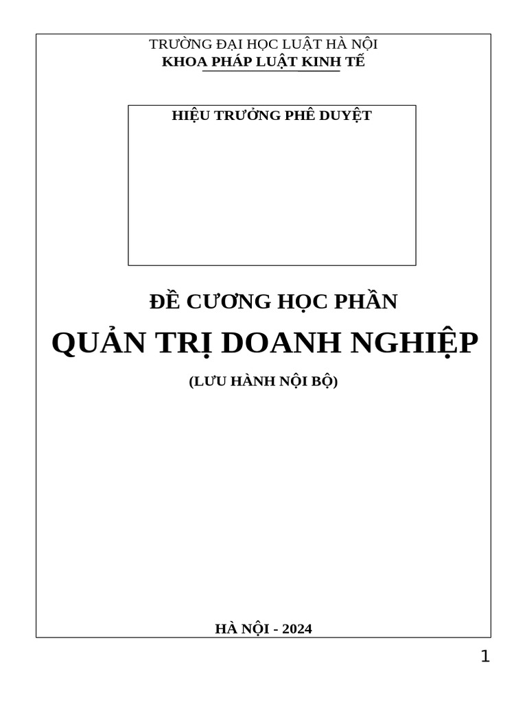 đề cương QTDN luật kinh tế kì 1 năm 2024 2025 | PDF