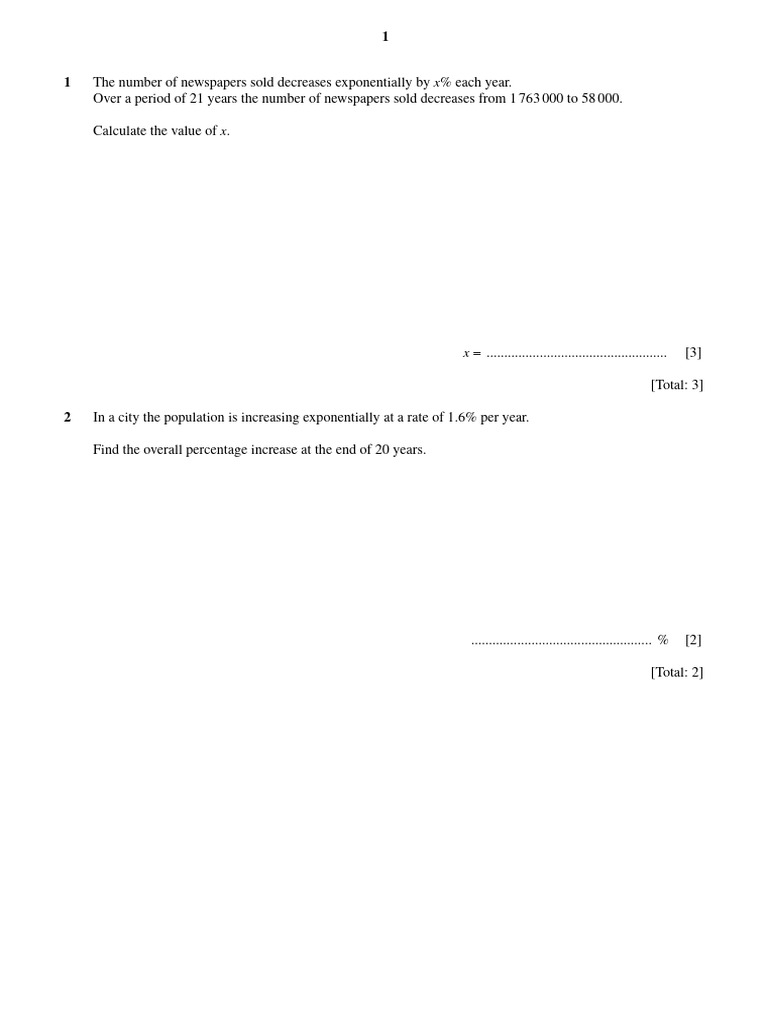 Exponential Growth and Decay Calculations | PDF