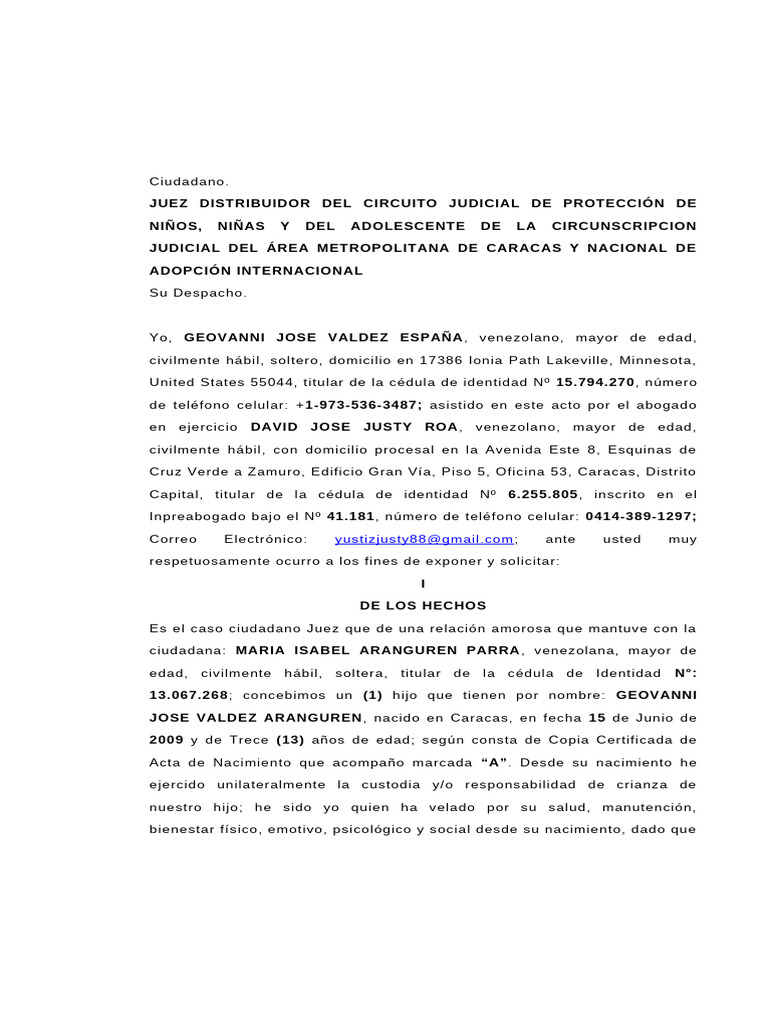 Unilateralidad de La Patria Potestad | PDF | Documento de identidad ...