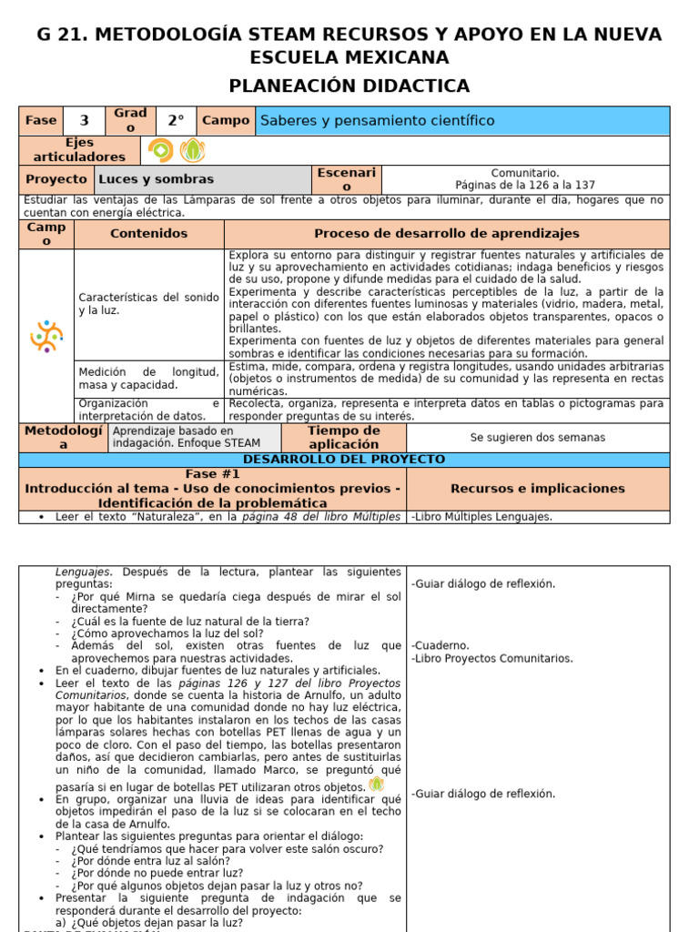 PLANEACION_DIDACTICA_CON_LA_METODOLOGIA_STEAM[1] | PDF | Sombra | Ligero