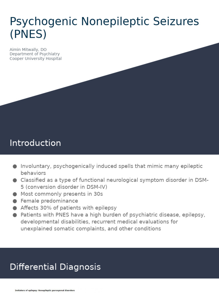 Psychogenic Nonepileptic Seizures (PNES) | PDF