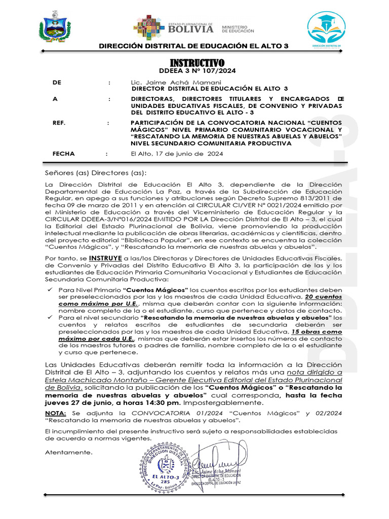 Instructivo 107 Cuentos Mag. y Rescatando La Memo de Abuelos Ok | PDF