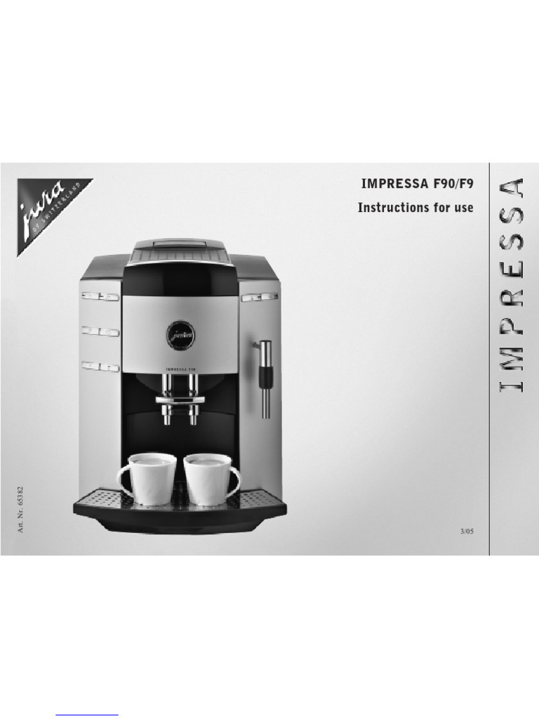 Jura Impressa F9/F90 User Manual | PDF | Coffee | Switch