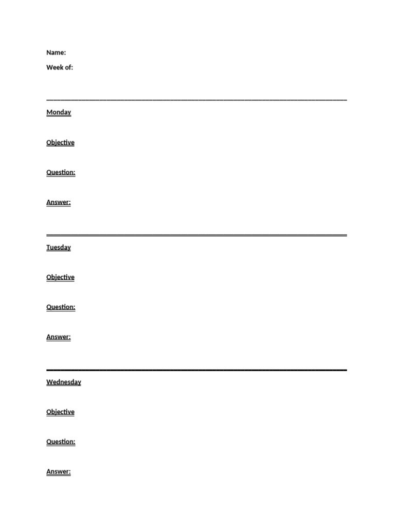 Weekly Warm-Up Sheet | PDF