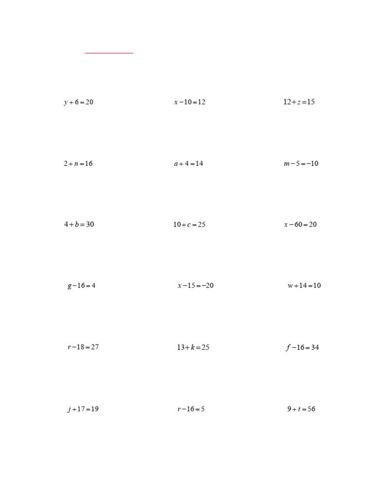 One-Step Equations Answer Key | PDF | Mathematics | Applied Mathematics