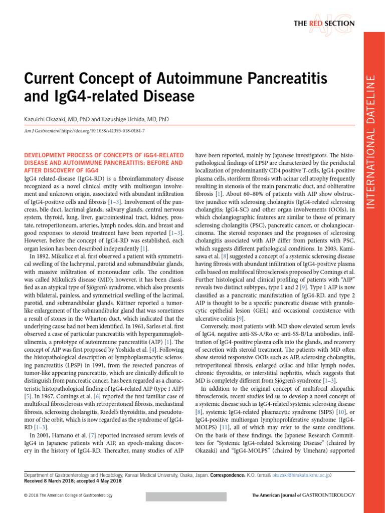 Pancreatite Autoimune IgG 4 - AJG 2018 | PDF | Gastroenterology | Clinical Medicine