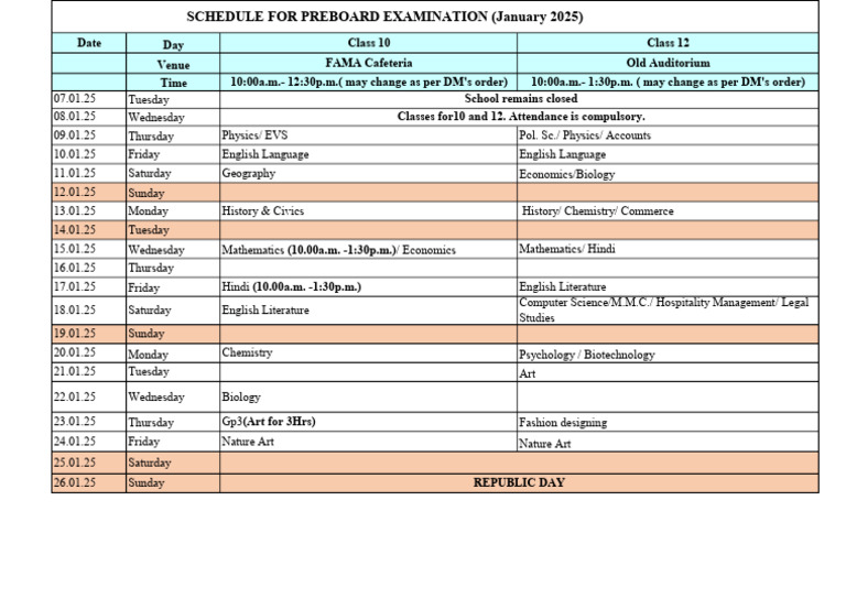 Preboardschedule2025-1 | PDF