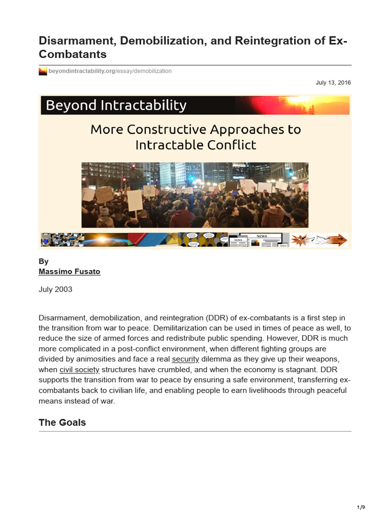 Lecture 11 Disarmament Demobilization and Reintegration of Ex ...