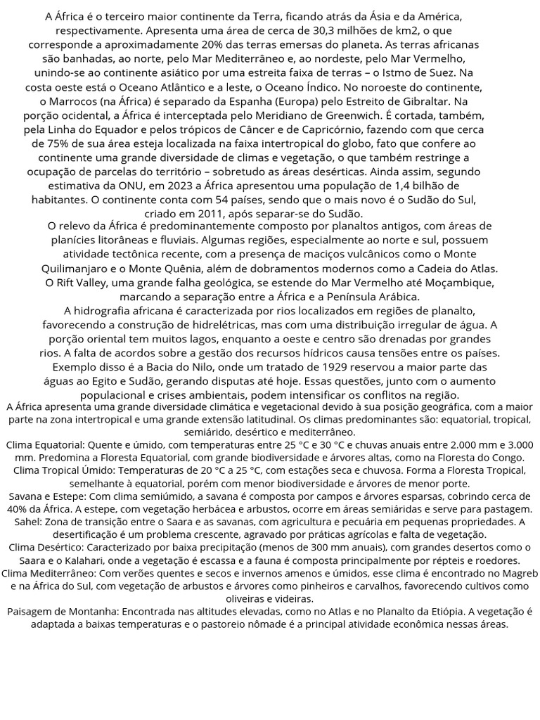 A África É o Terceiro Maior Continente Da Terra, Ficando Atrás Da Ásia ...