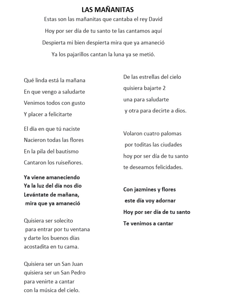 Mañanitas: Canción de cumpleaños tradicional | PDF
