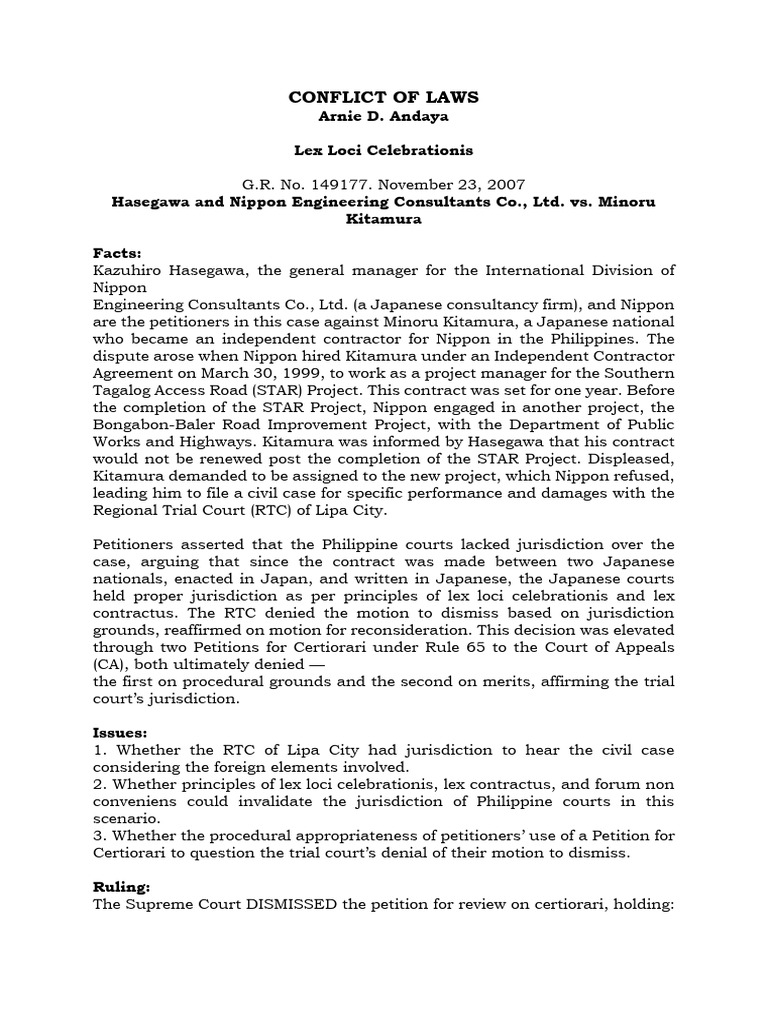 Jurisdiction in International Contracts | PDF | Choice Of Law ...