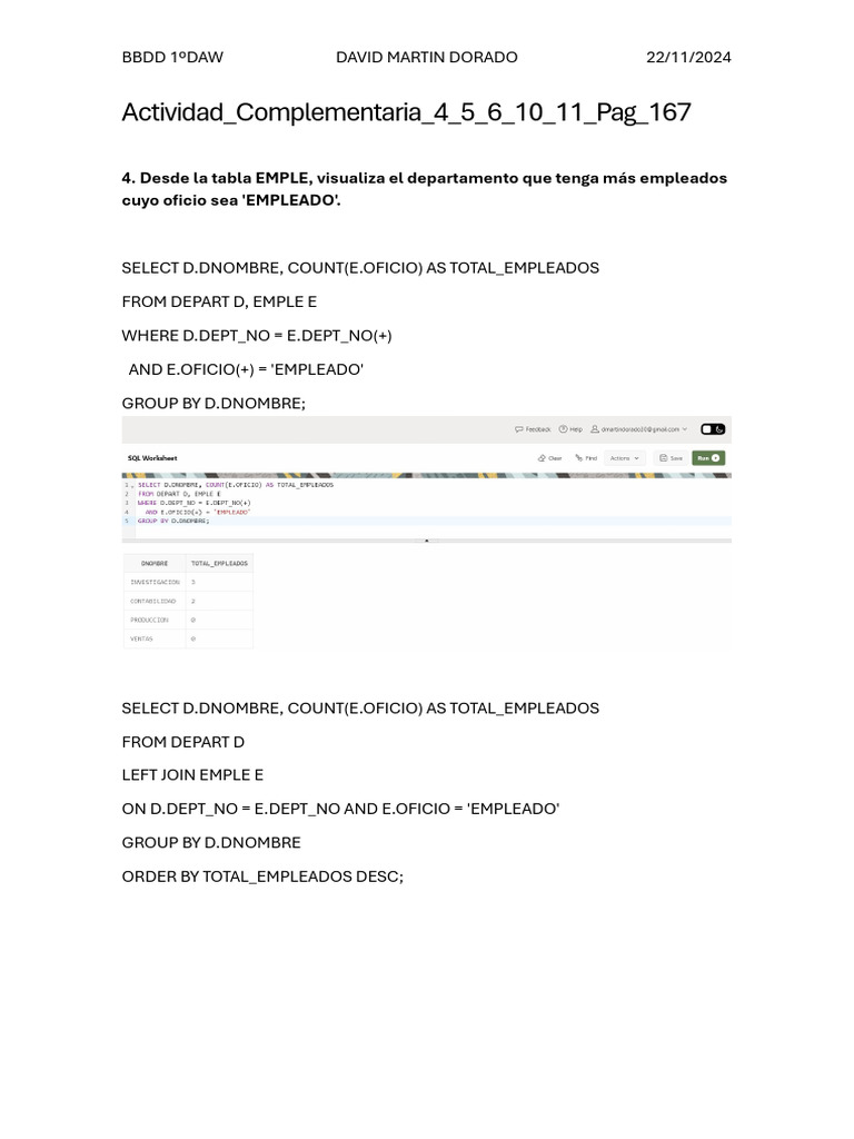 Actividad Complementaria 4 5 6 10 11 Pag 167 | PDF | Bases de datos | Software de gestión de datos