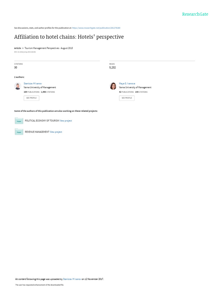 Affiliation To Hotel Chains Hotels Perspective | PDF | Franchising | Brand