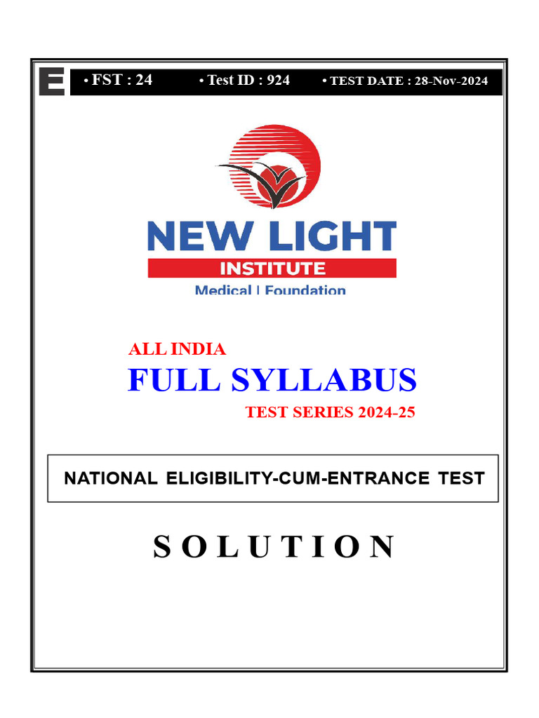FST-24 (28-Nov-2024) (E) Solution | PDF | Chlorine | Chemistry