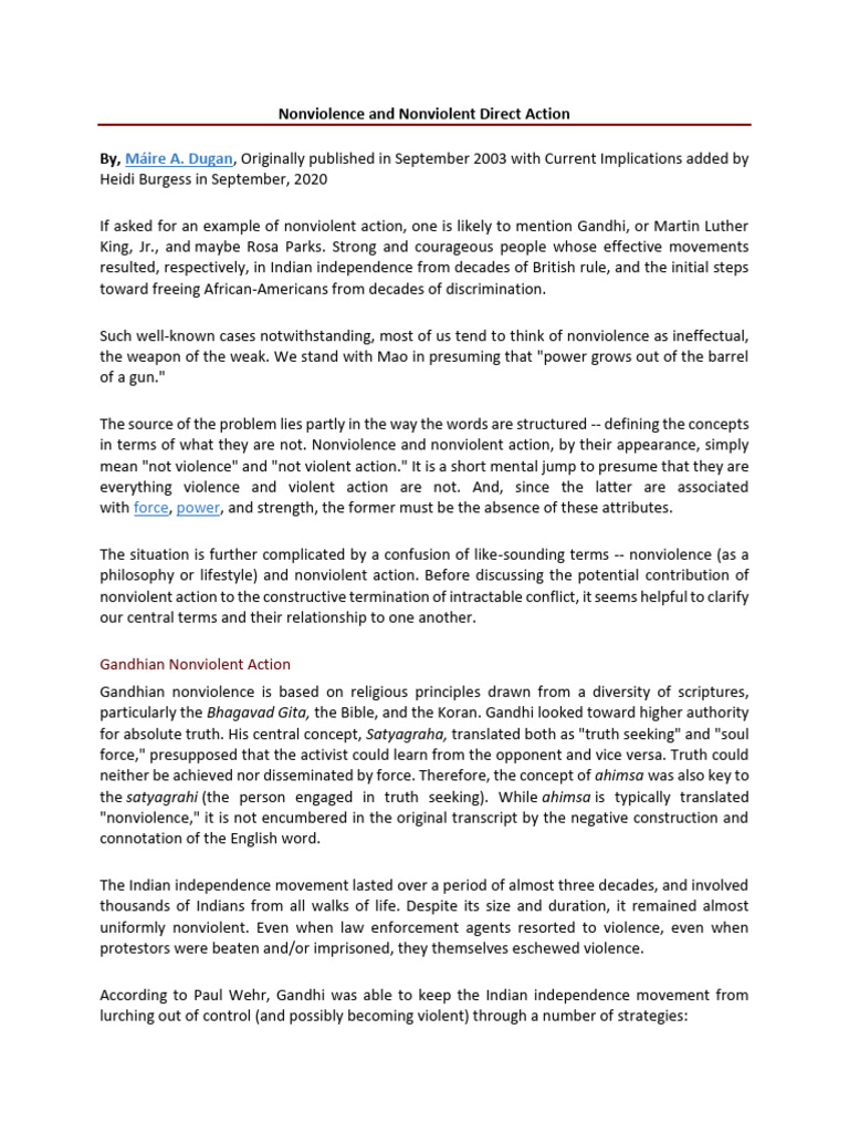 Lecture 5 ref Nonviolence and Nonviolent Direct Action | PDF ...