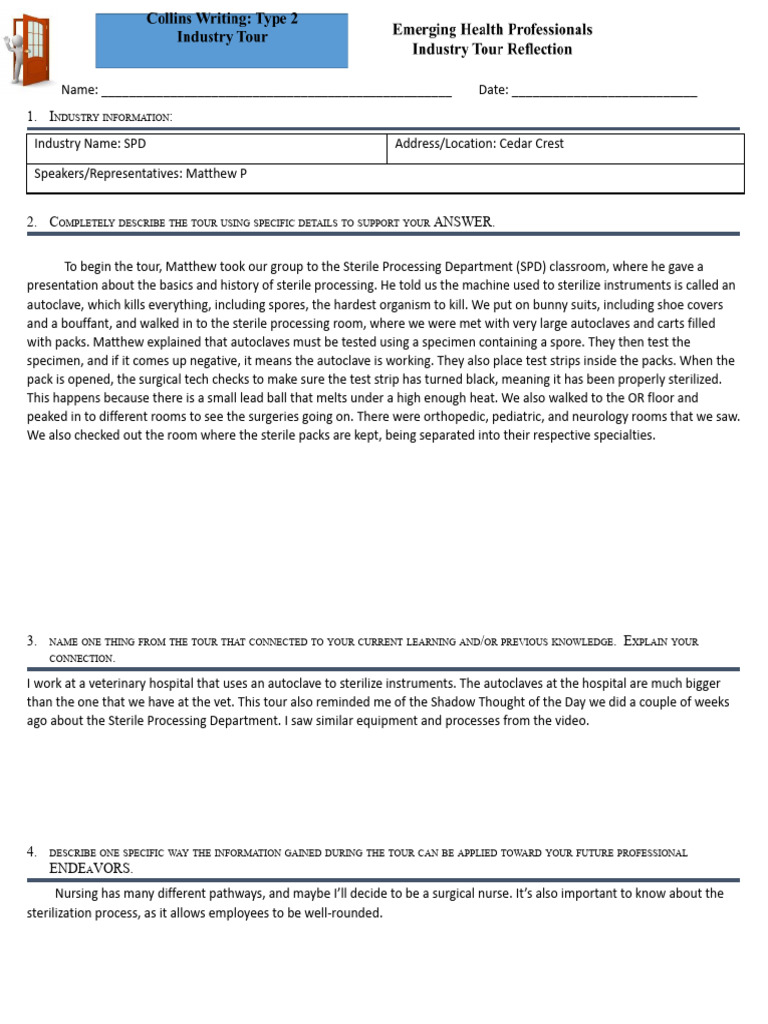 SPD Tour Insights and Sterilization Process | PDF