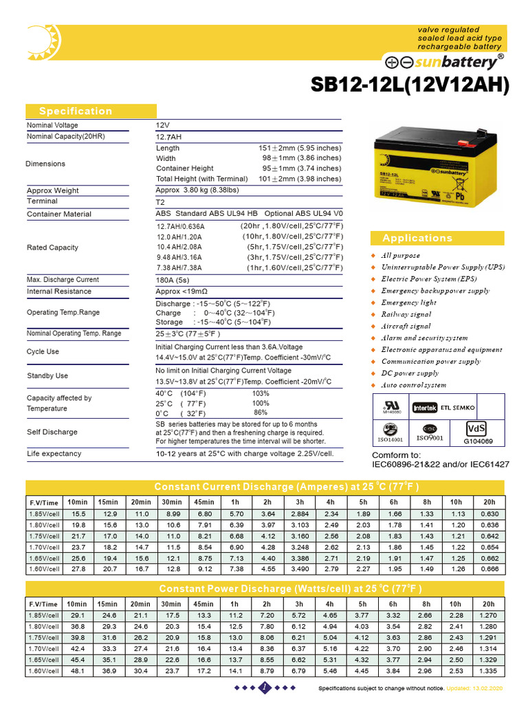 Battery Pack 4 X 12V - 12.0ah | PDF | Manufactured Goods | Battery ...