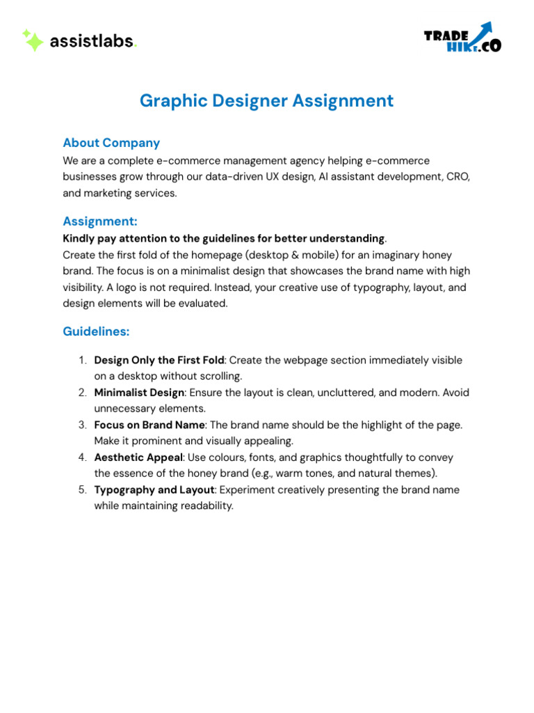 Assignment - Graphic Designer Intern | PDF